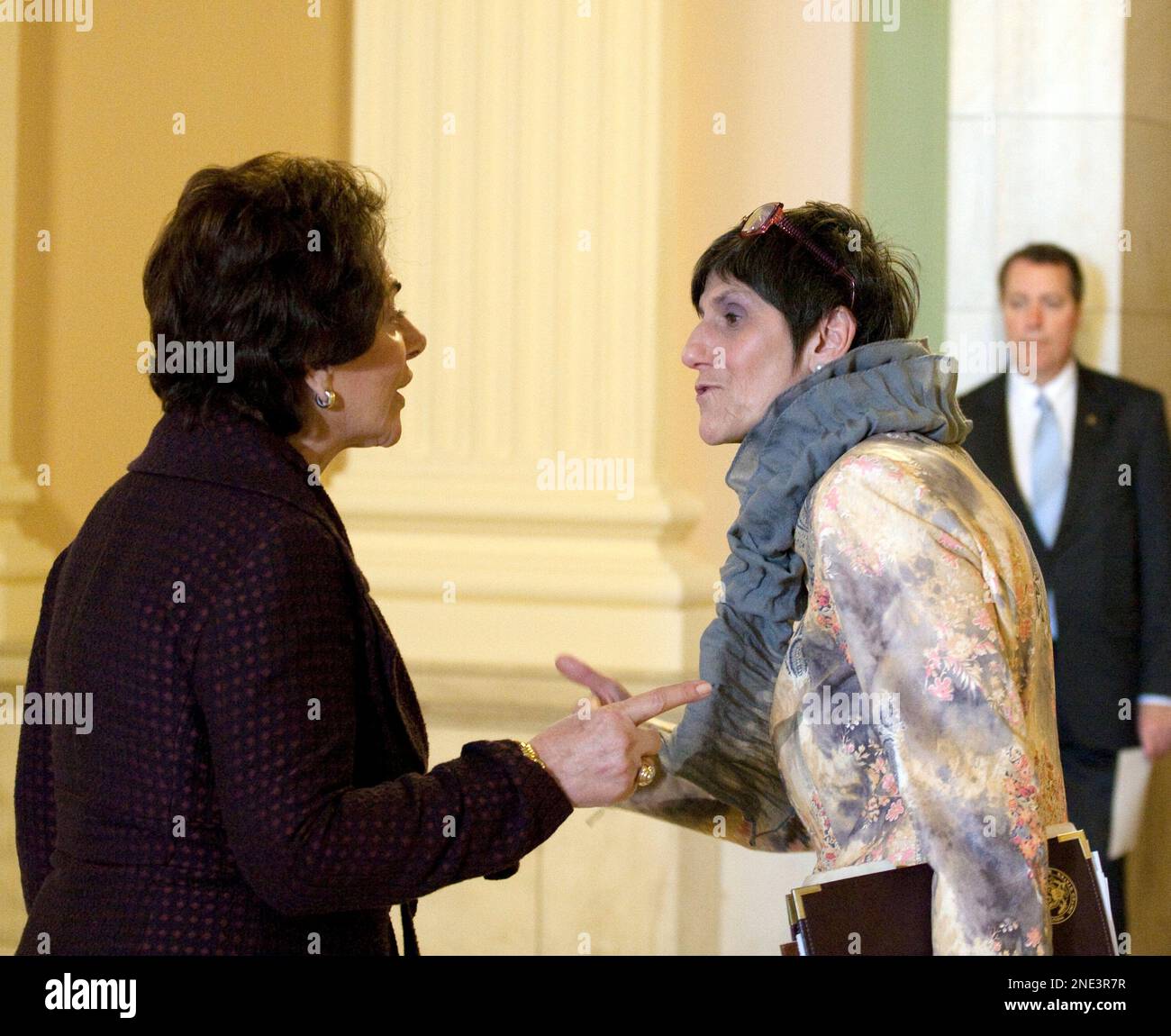 Rep. Anna Eshoo, D-Calif., talks with Rep. Rosa DeLauro, D-Conn.,before ...