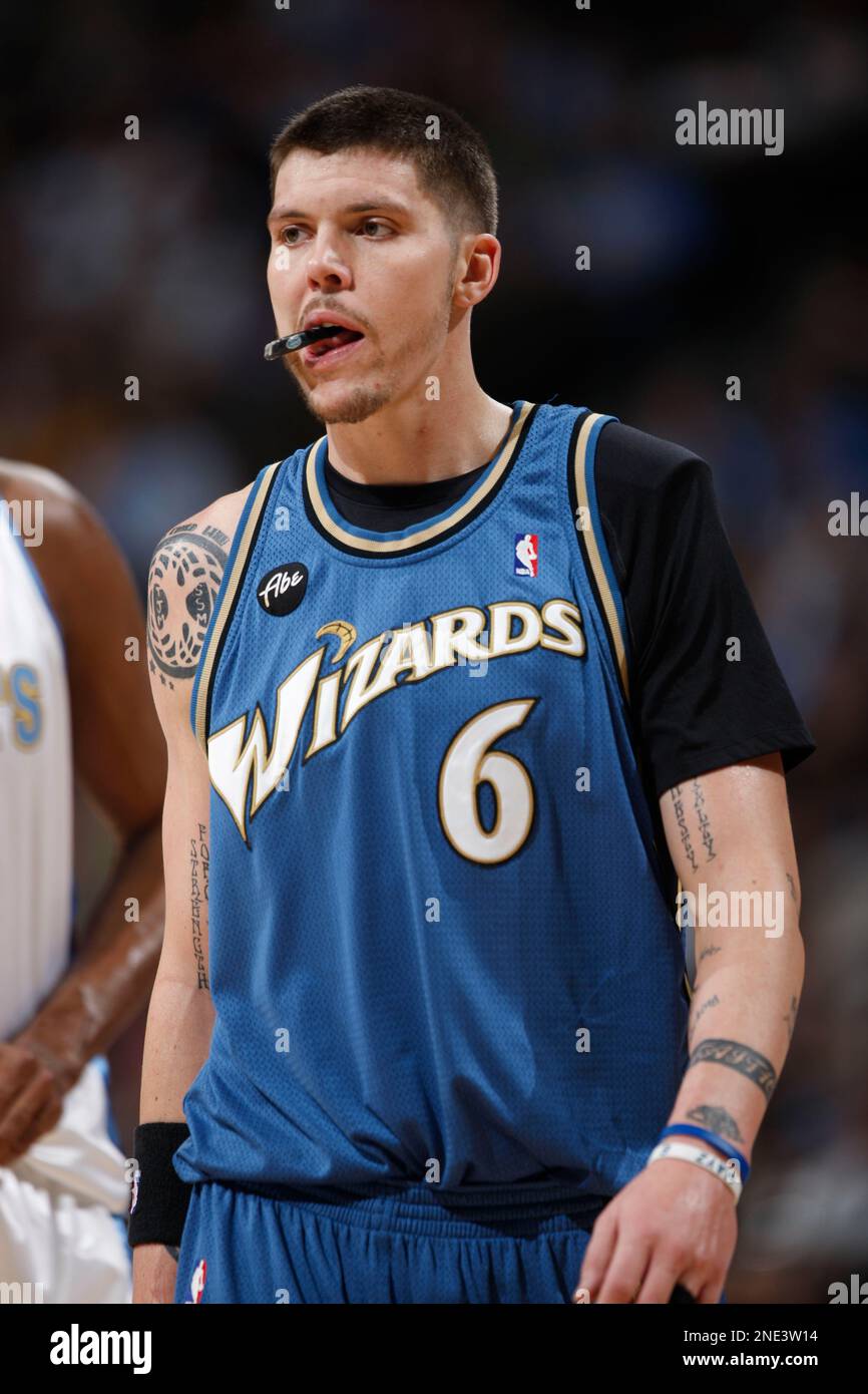 Washington Wizards forward Mike Miller looks on while facing the Denver ...