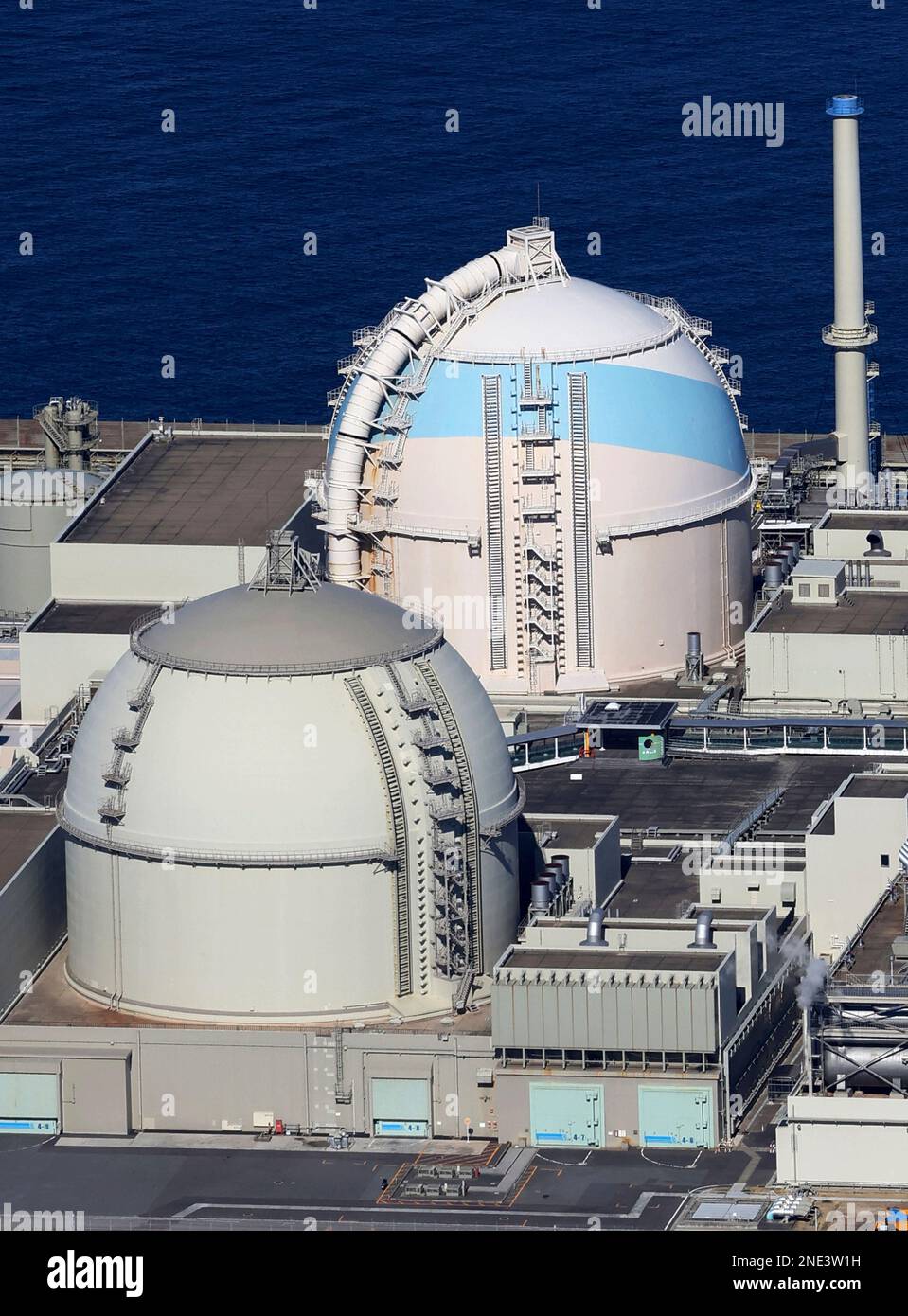 An aerial photo shows Genkai Nuclear Power Plant in Genkai Town, Saga ...