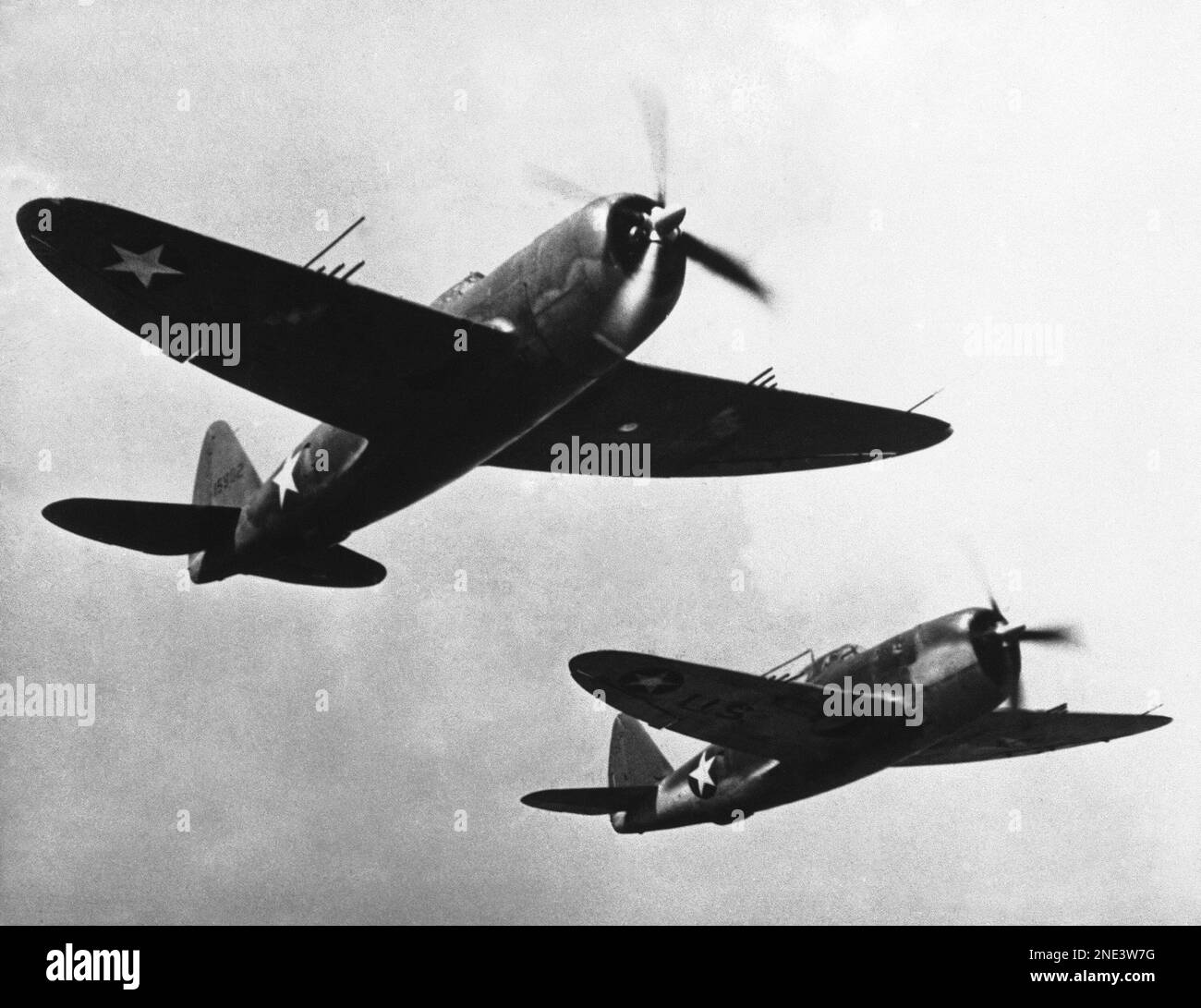 Two thunderbolt P-47 planes now in production for the U.S. Army Air ...