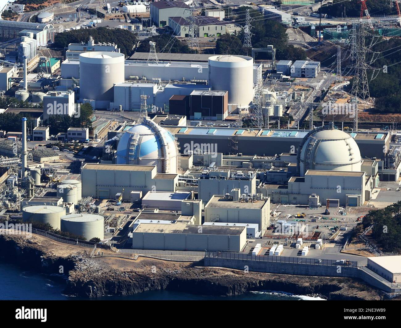 An aerial photo shows Genkai Nuclear Power Plant in Genkai Town, Saga ...