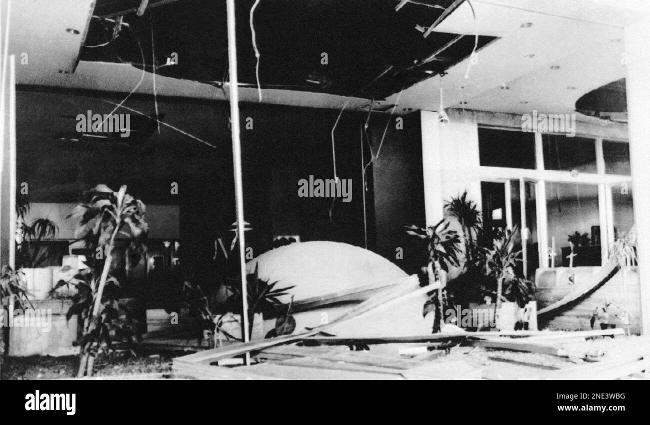 The damaged Hilton Hotel entrance, 10 meters away from the U.S. Embassy ...