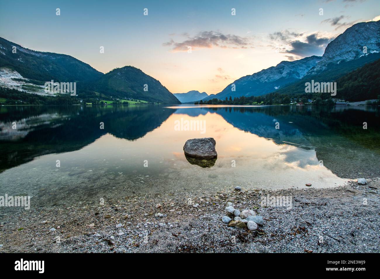 The Lake Toplitz with mountains in the background in Austria Stock ...