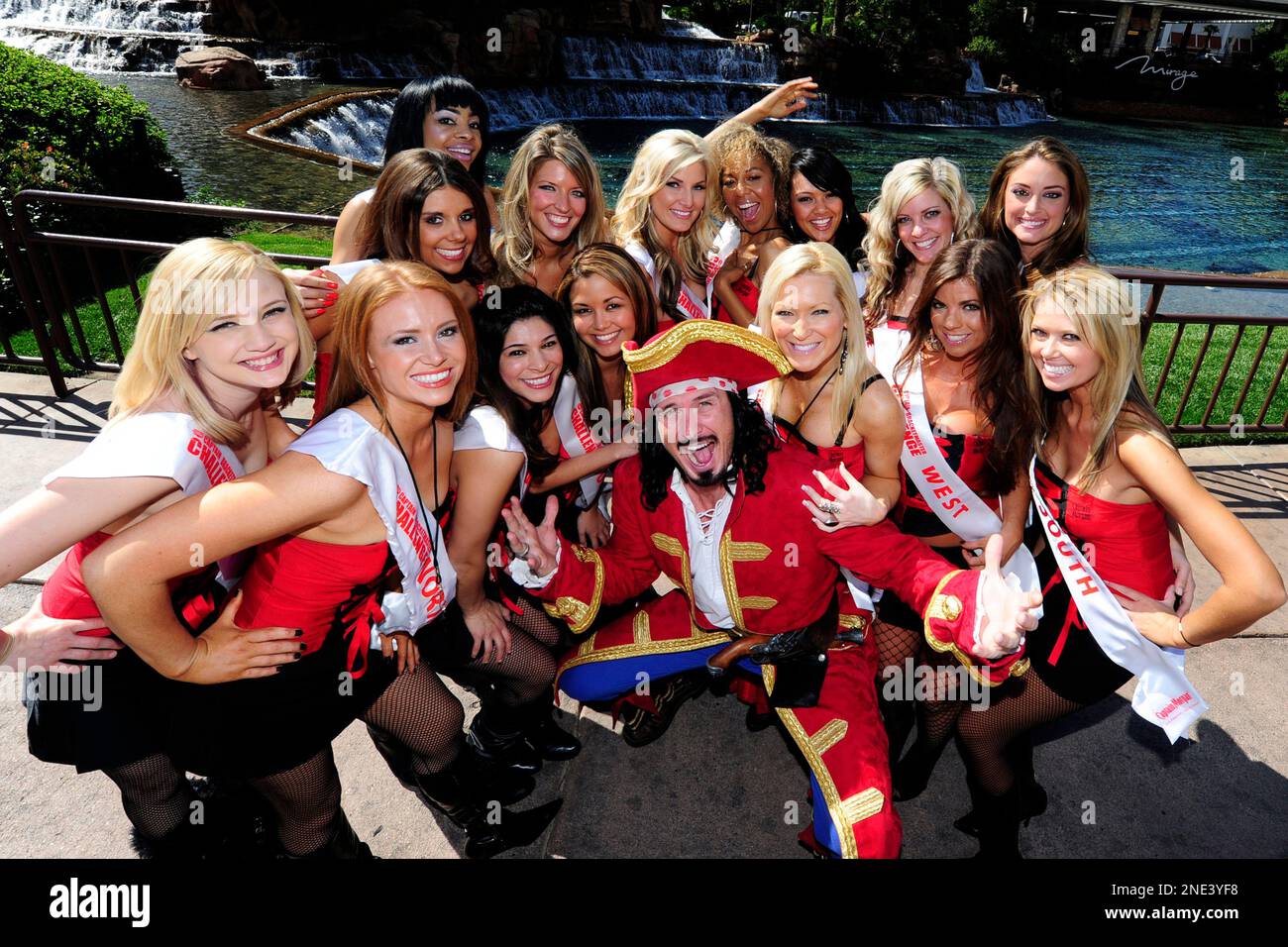 Captain Morgan poses with his Morganettes in Las Vegas during March ...