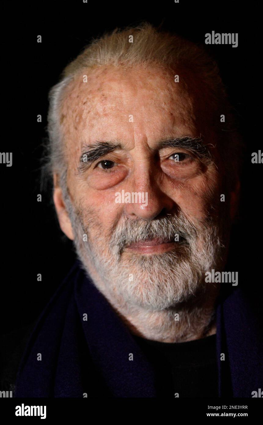 British actor Sir Christopher Lee is photographed before his interview ...