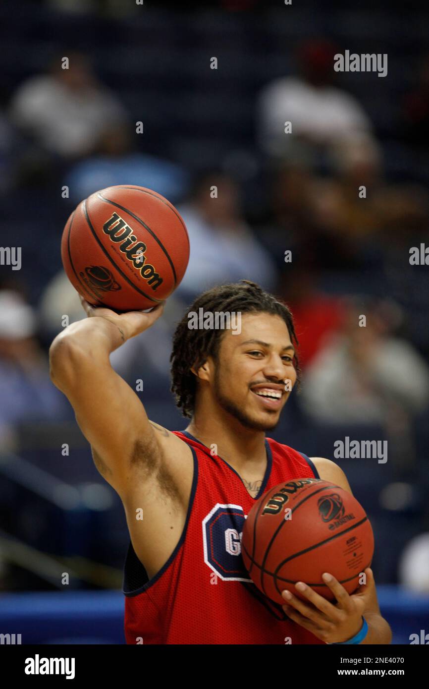Gonzaga's Steven Gray reacts during NCAA college basketball practice in Buffalo, N.Y., Thursday ...
