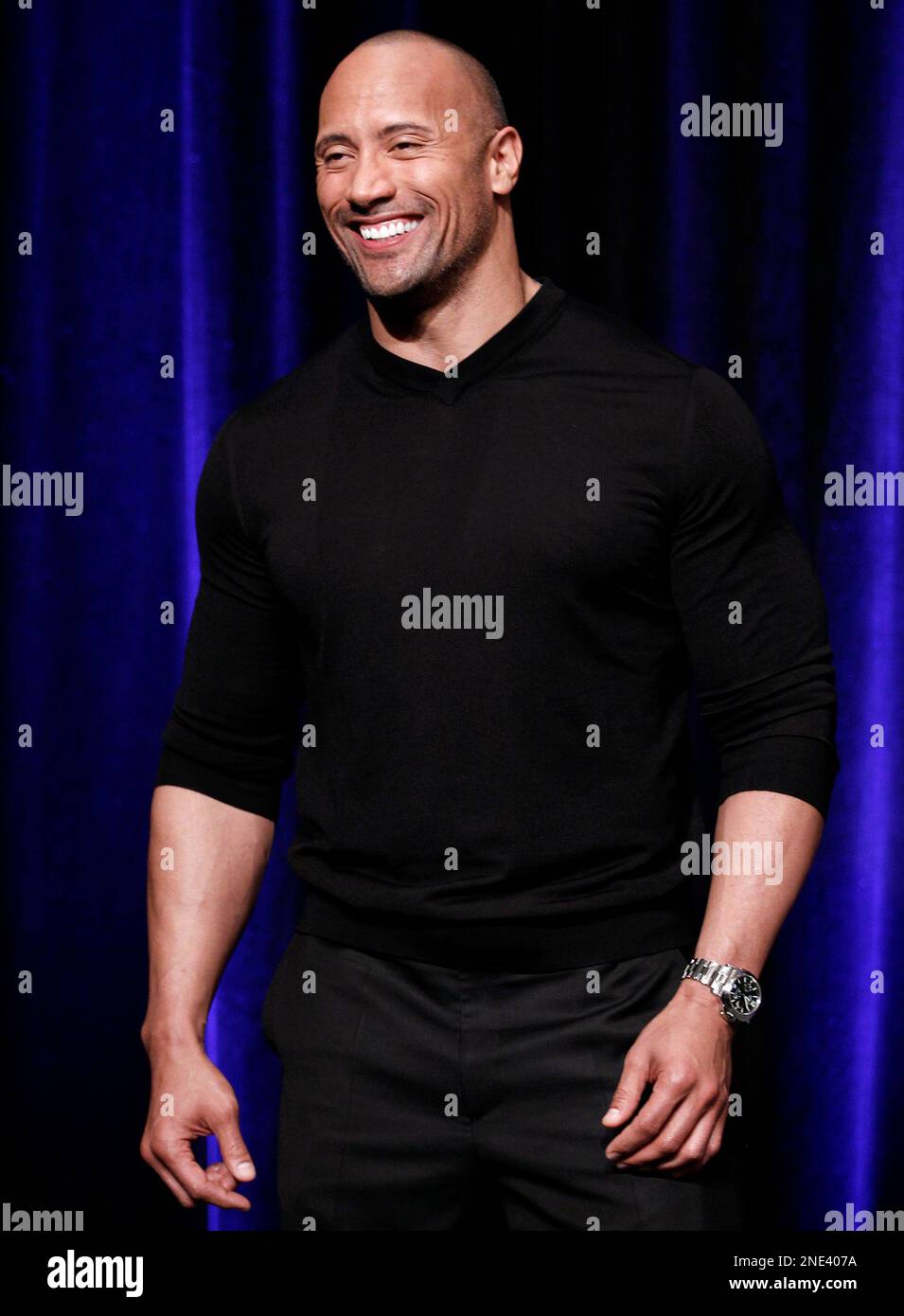 Actor Dwayne Johnson, from the upcoming film "Faster", poses for ...