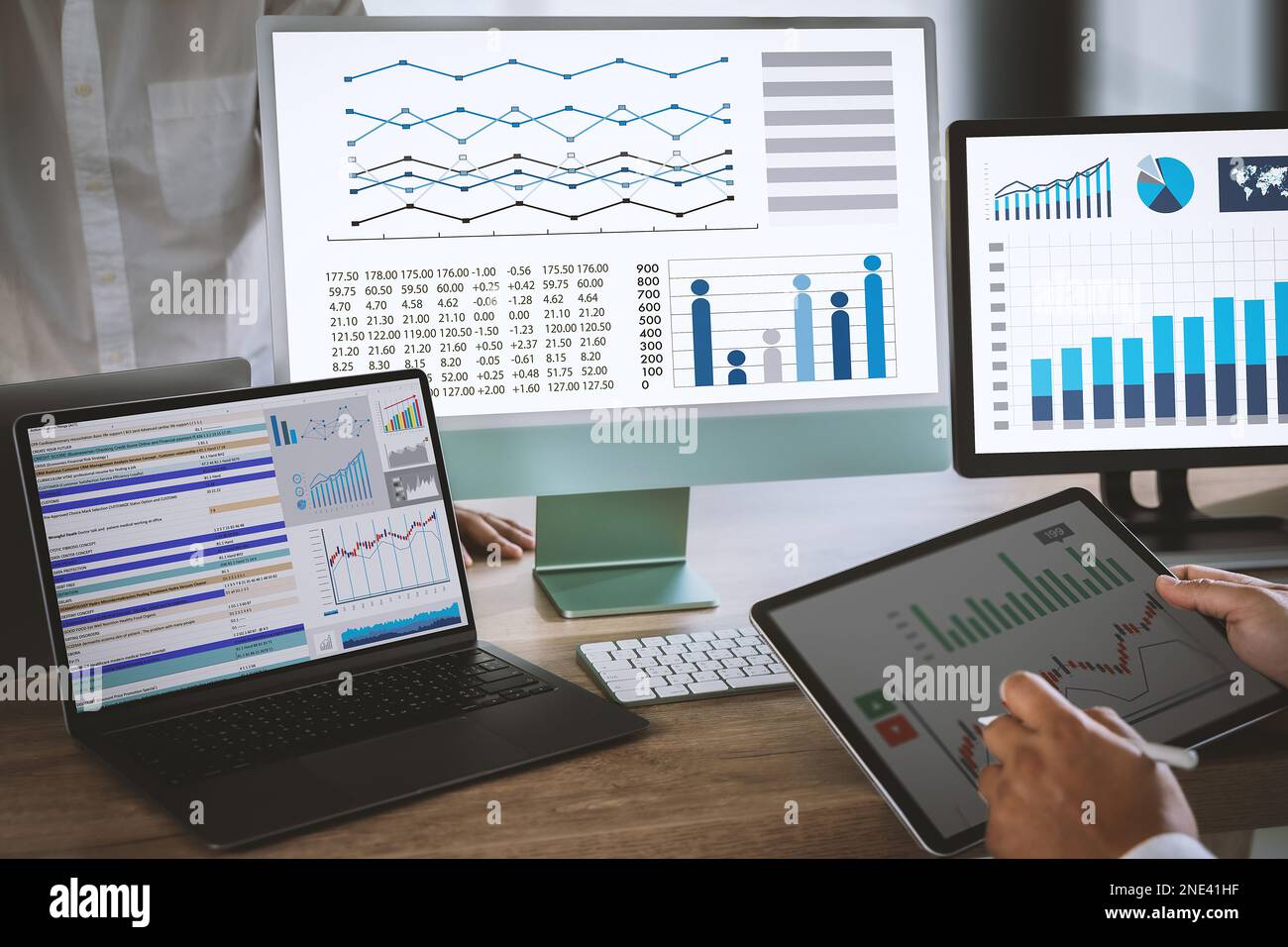 businessman works Statistics Data Dashboard Information Business ...