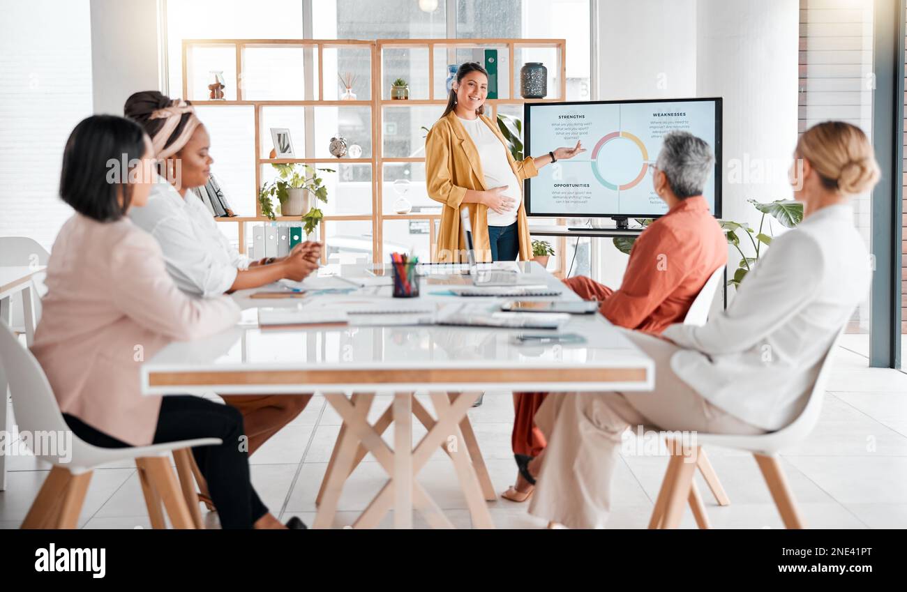 Presentation, diversity or team of women in business meeting for ...
