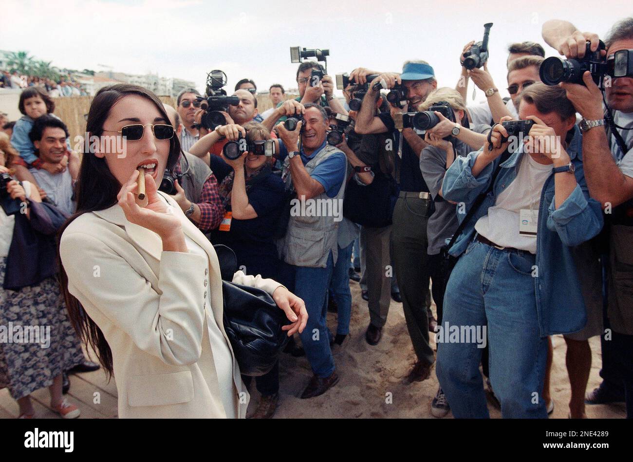 Spanish actress Rossi de Palma smokes a cigar as she poses for ...