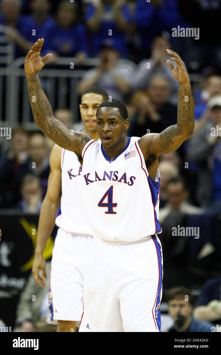 Kansas guard Sherron Collins is seen during the first half of an NCAA ...