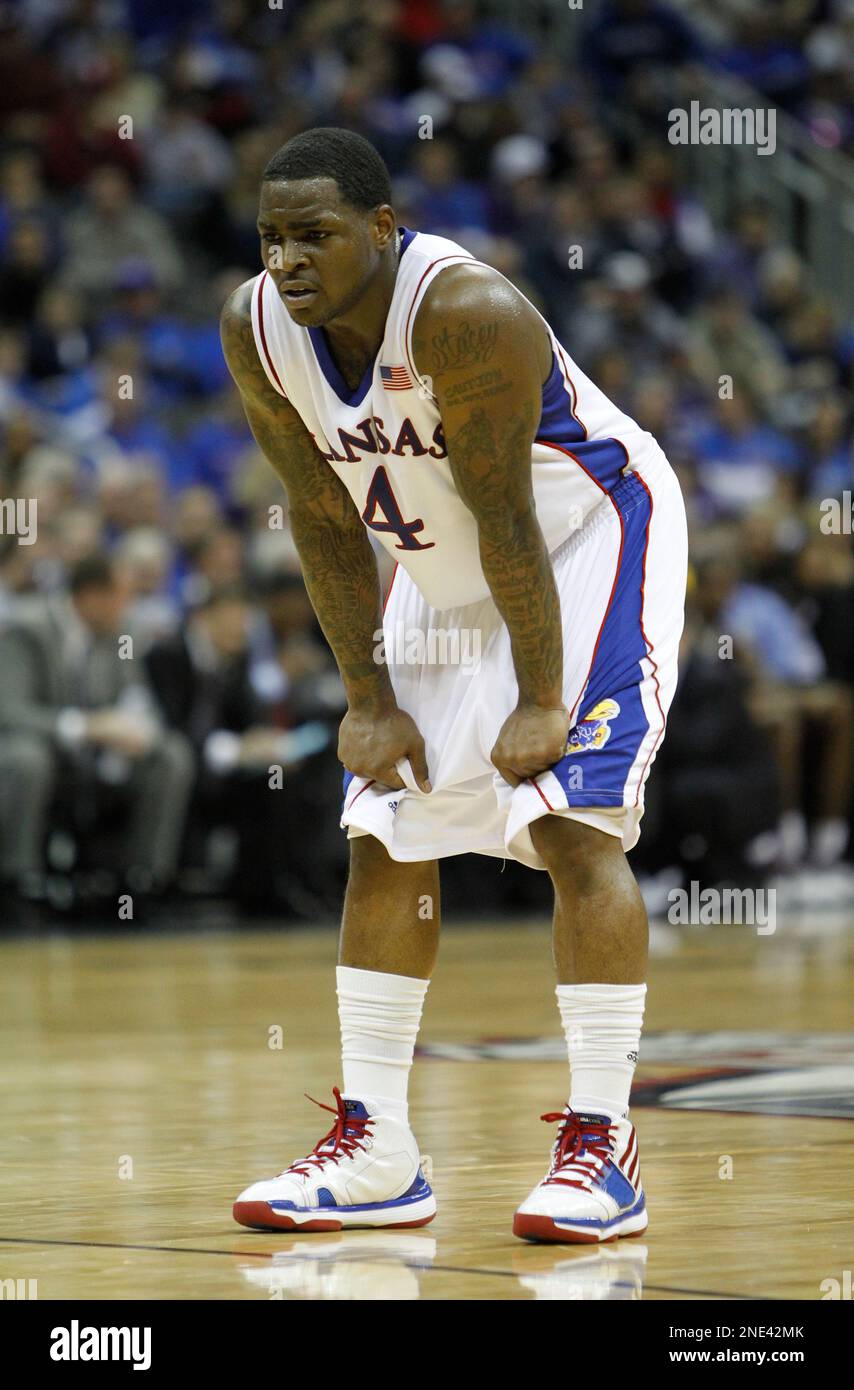 Kansas guard Sherron Collins is seen during the first half of an NCAA ...