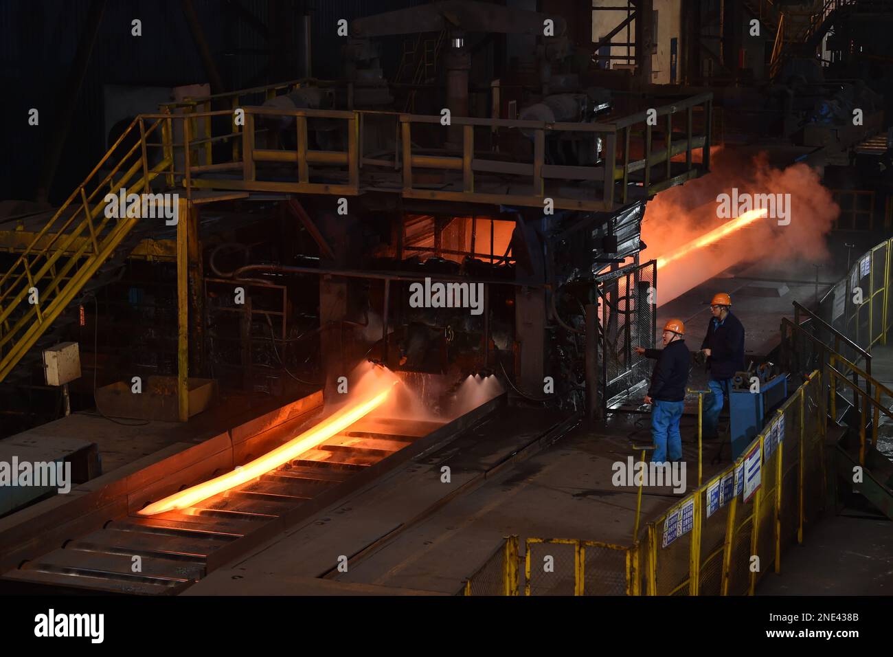 SUQIAN, CHINA - FEBRUARY 16, 2023 - Workers make L-shaped steel at a ...