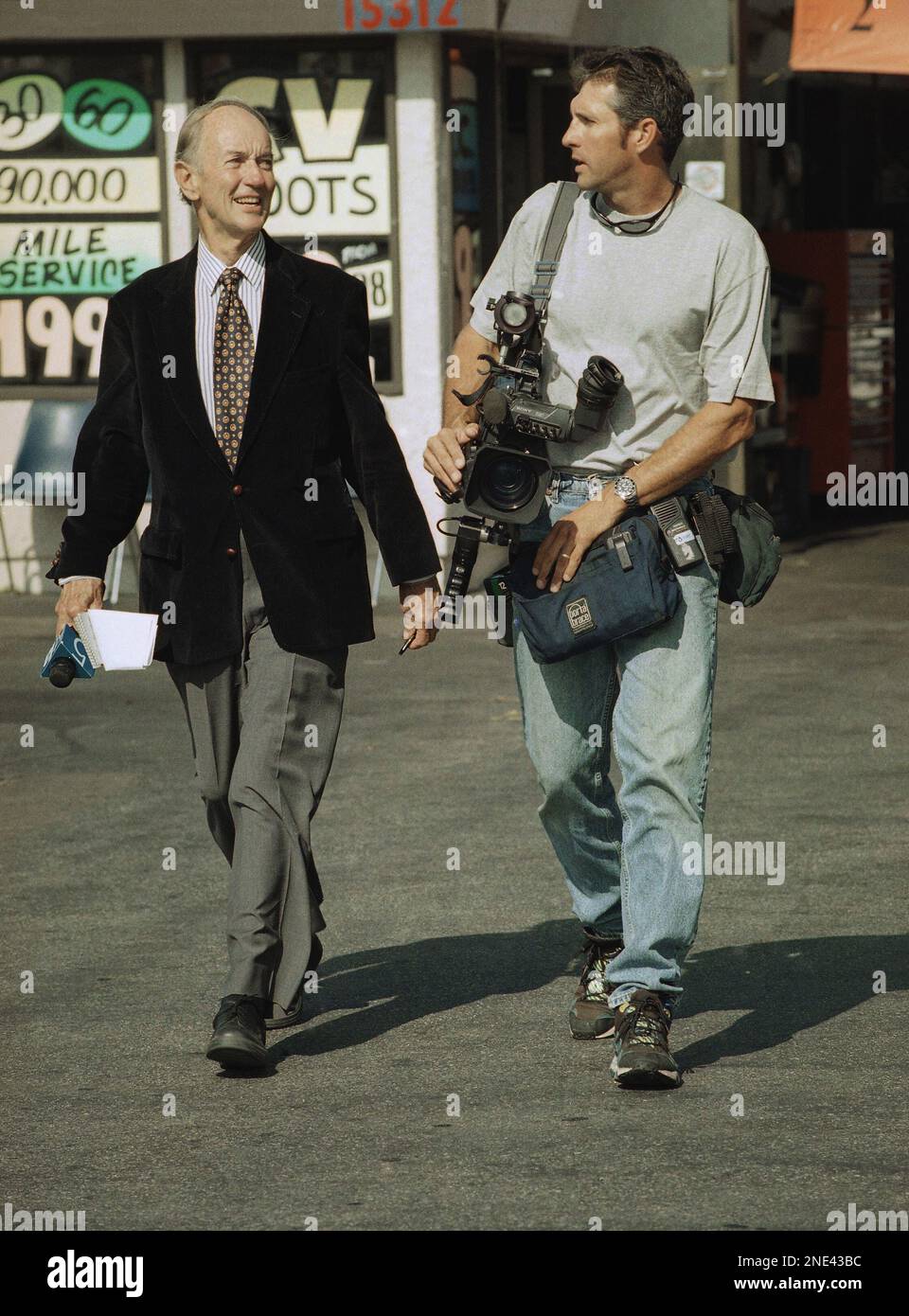 Veteran KTLA television reporter Stan Chamber, left, and his cameraman ...