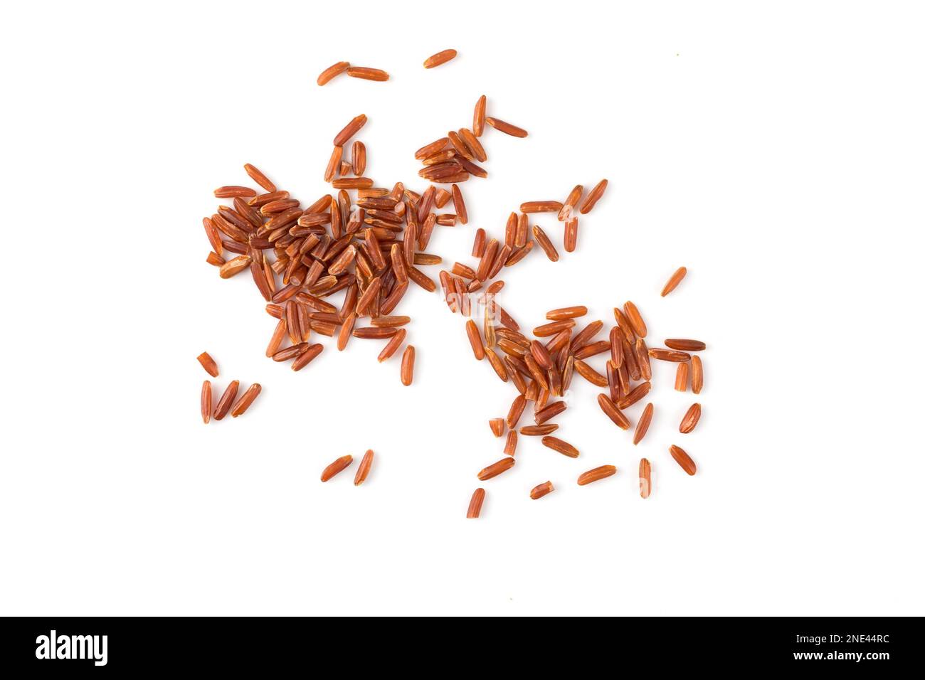 Red rice closeup on white, top view, food background Stock Photo - Alamy
