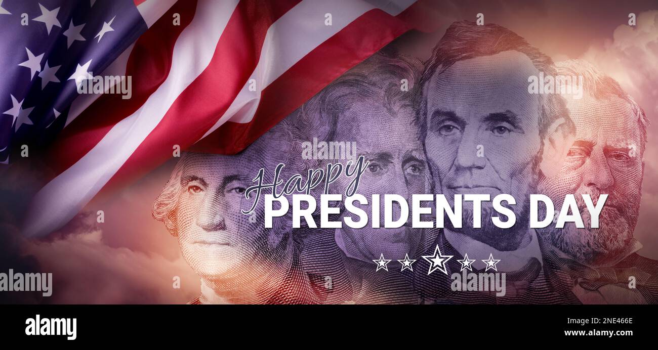 Happy Presidents Day Concept with the US national Flag against a ...