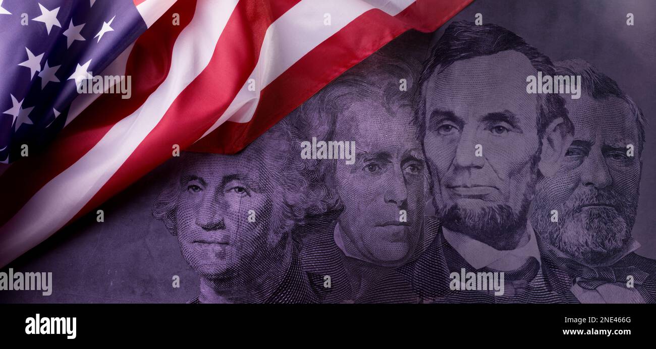 Happy Presidents Day Concept with the US national Flag against a ...