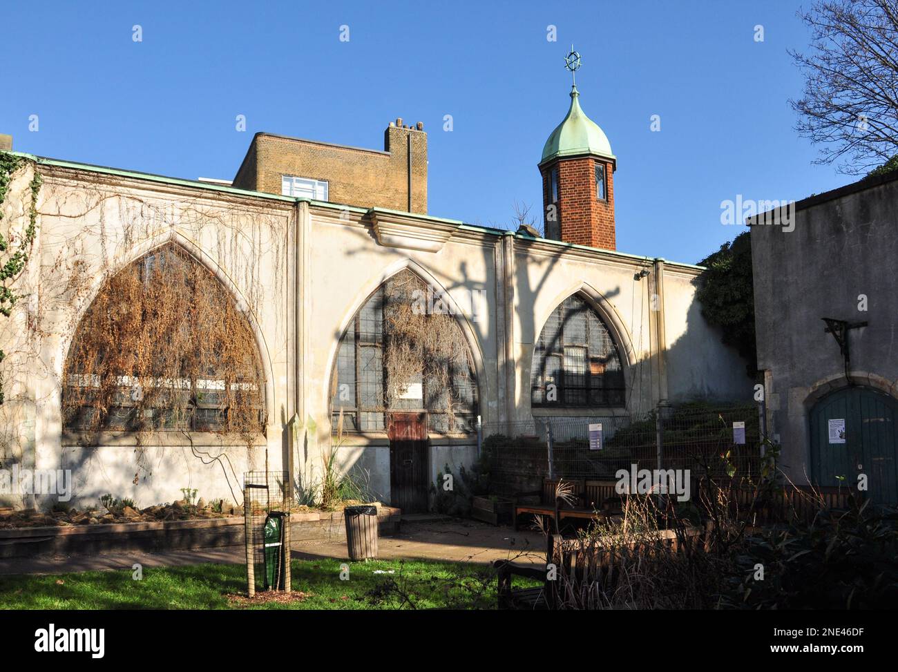 Garden and building of All Hallows Church, Pepper Street / Copperfield ...