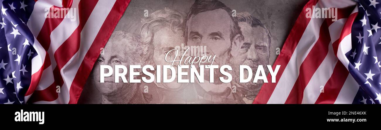 Happy Presidents Day Concept with the US national Flag against a ...