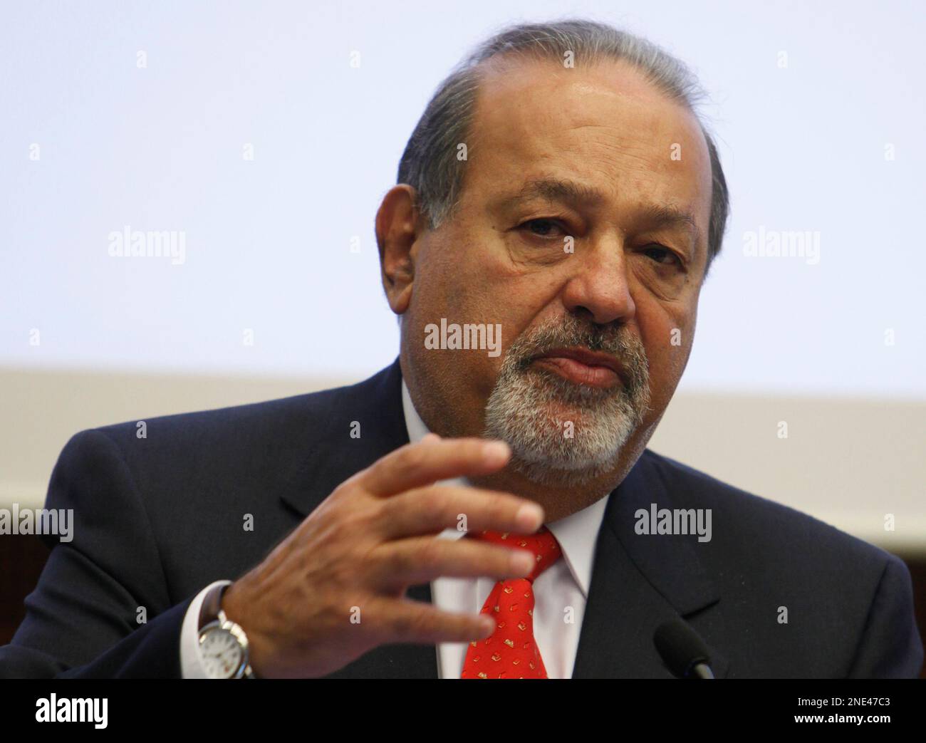Mexican telecom tycoon and the world's richest man Carlos Slim speaks ...