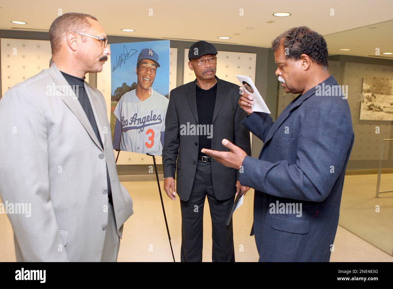 Former Dodger players, from left, Ken Landreaux, Derrel Thomas and ...