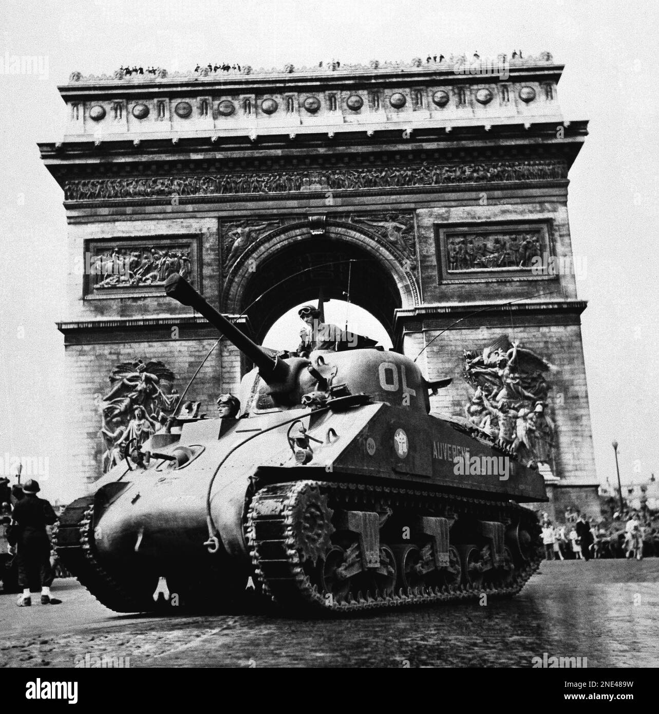 French tank parades in Paris in August 1944, during the final hours of ...