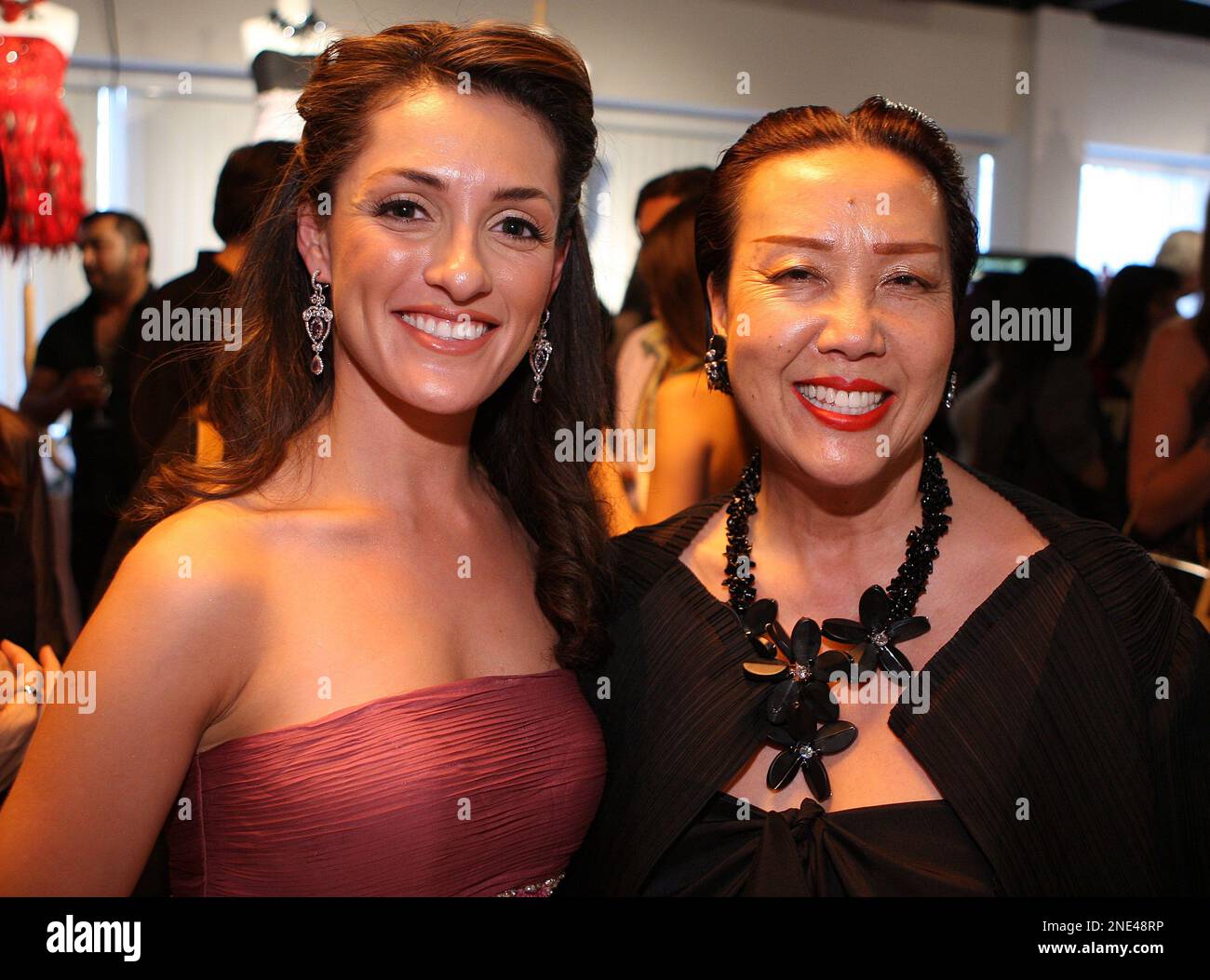 Actress Mirelly Taylor (L) and designer Sue Wong attend the Sue Wong ...
