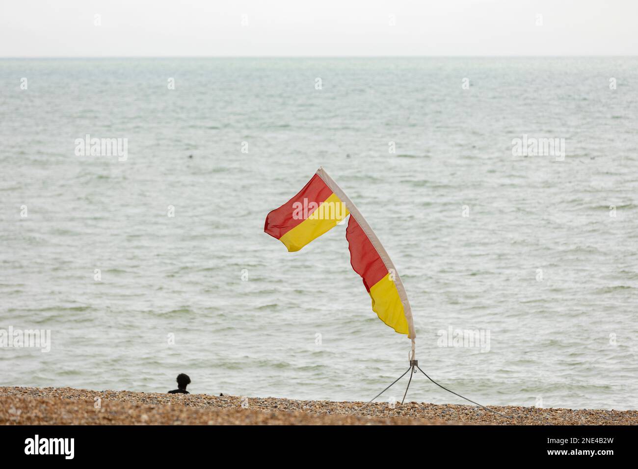 Hastings, united kingdom, 24, August 2022 Lifeguard flags blowing in ...