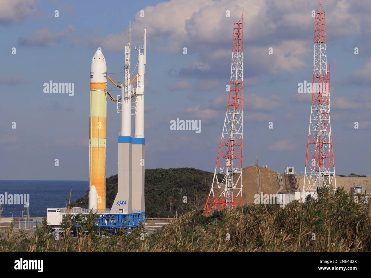 H3 Launch Vehicle No.1 is moved to the launch site at the Tanegashima ...