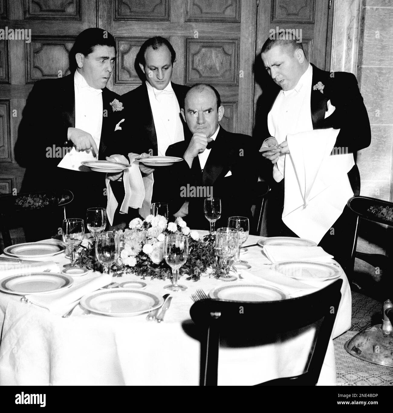 Ted Healy and his Three Stooges, left to right: Moe Howard, Larry Fine ...