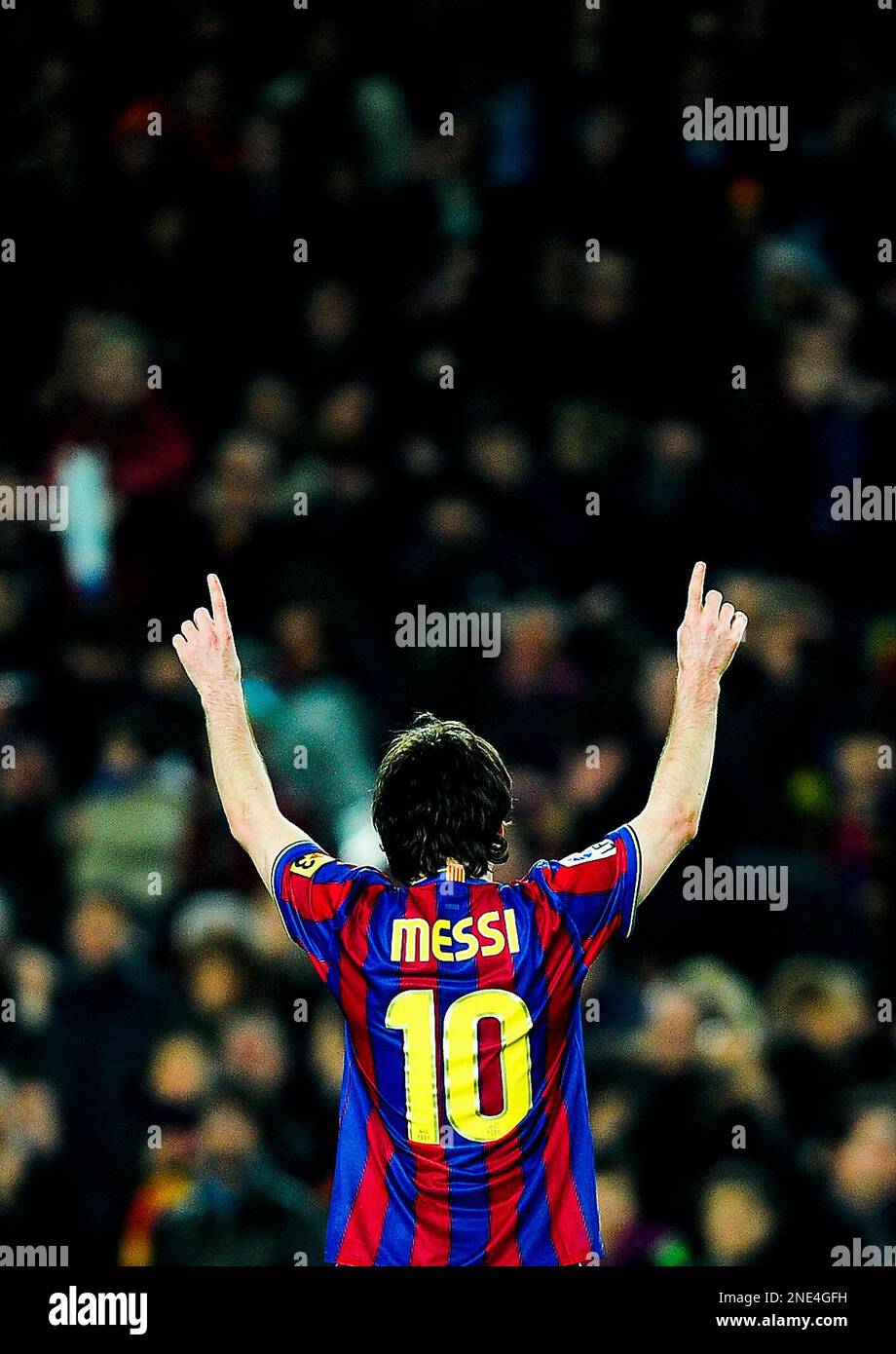 FC Barcelona's Lionel Messi from Argentina celebrate his goal against ...