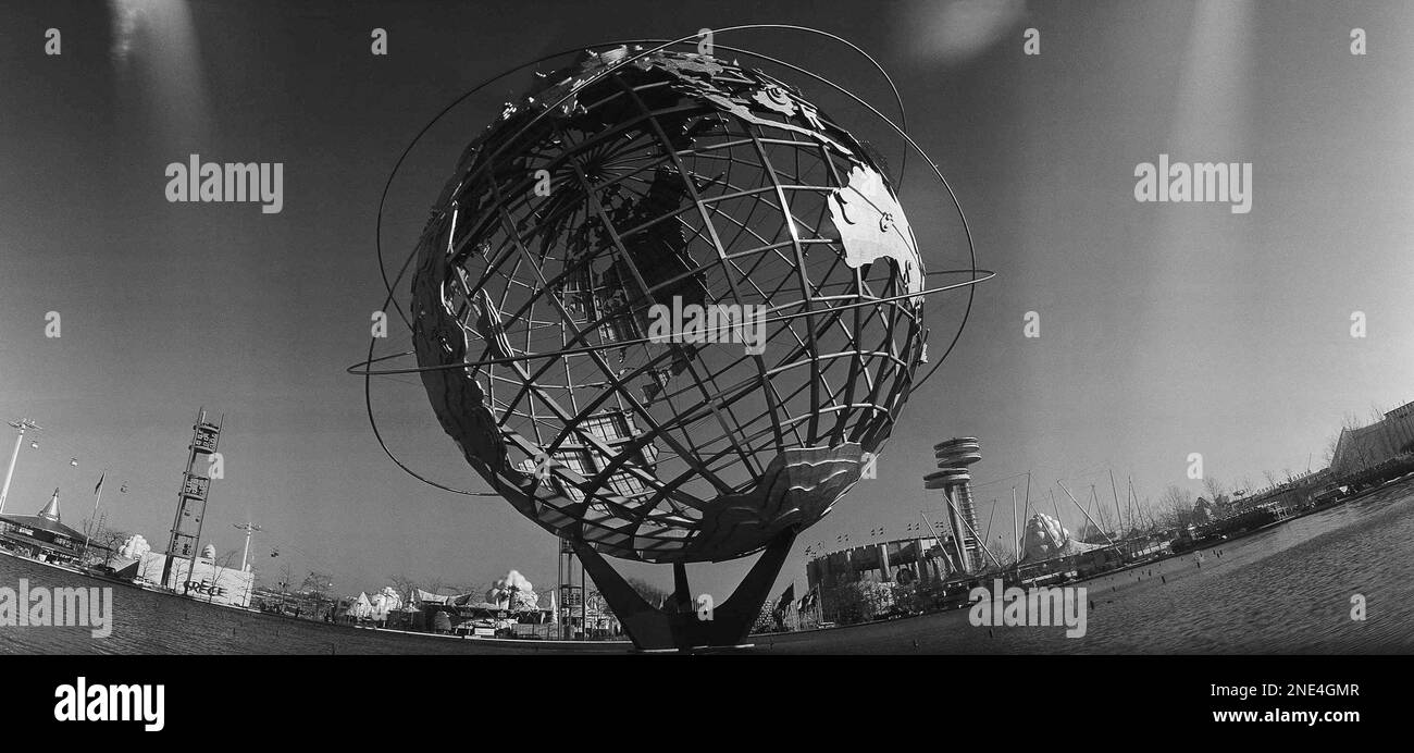 Unisphere, symbol of the New York World's Fair which opens on April 22 ...