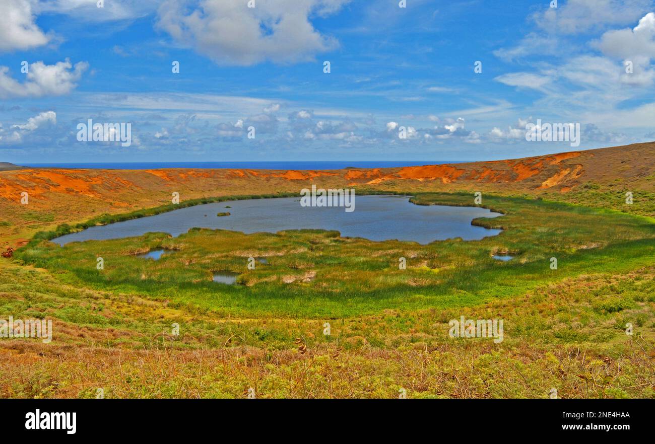 Rano Kau volcano in the Rapa Nui National Park, Easter Island, Chile ...