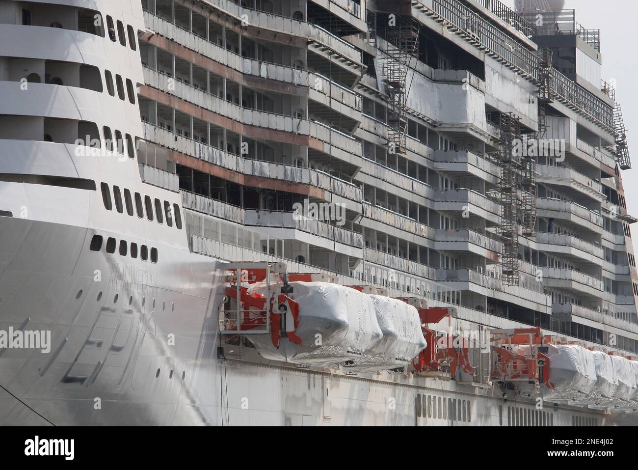 The cruise ship Norwegian Epic is under construction at the "Chantiers ...