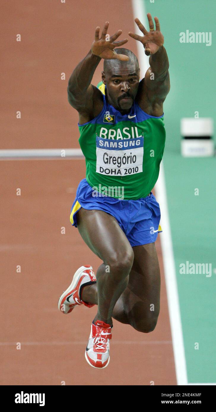 Brazil's Jadel Gregorio makes an attempt during the Men's Triple Jump ...