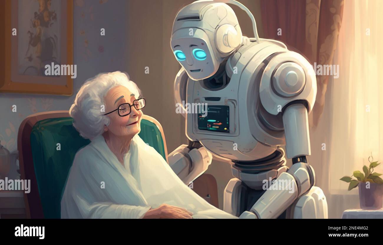 Robot with people hi-res stock photography and images - Alamy