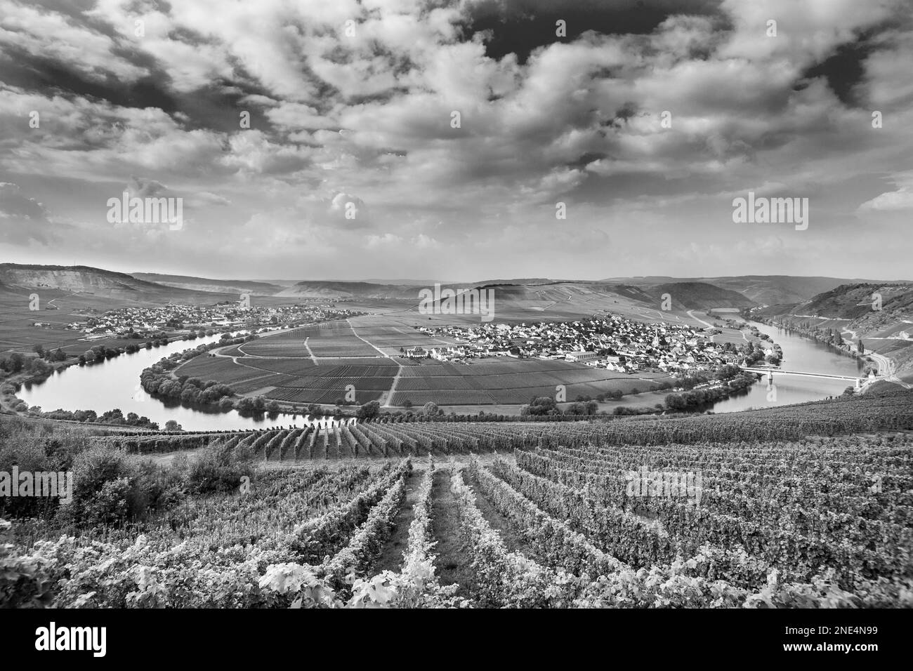 Germany german river vineyard Black and White Stock Photos & Images - Alamy