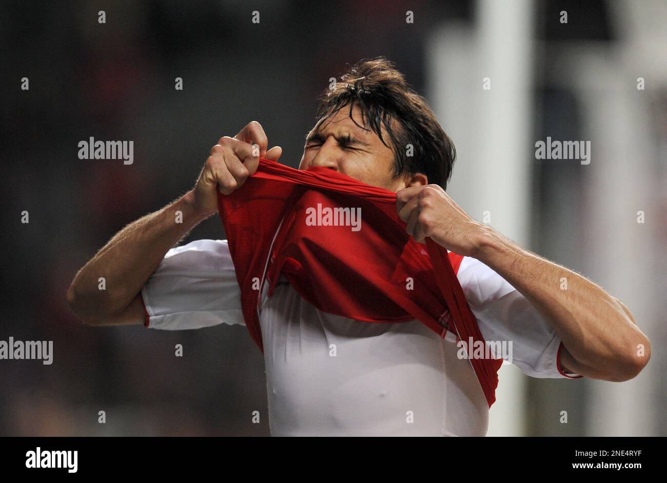 Sporting Braga's Jose 'Mossoro' Costa from Brazil reacts after missing ...