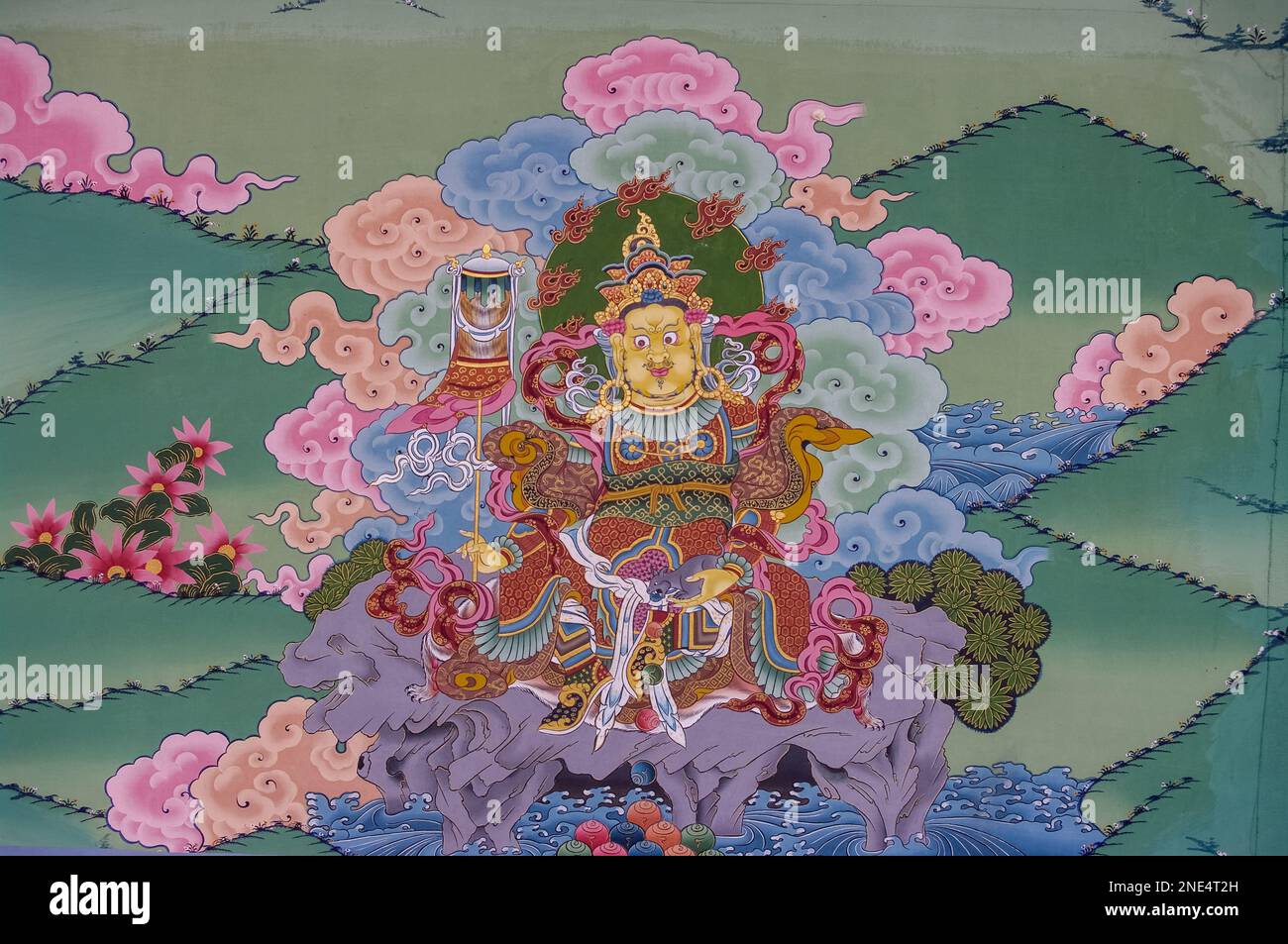 Intricate and colorful traditional wall painting representing king ...