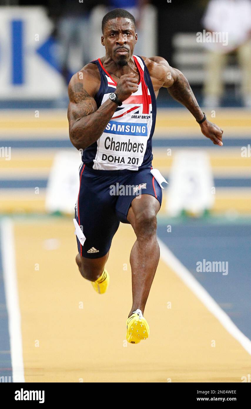 Britain's Dwain Chambers competes in a Men's 60m semi final at the 13th ...