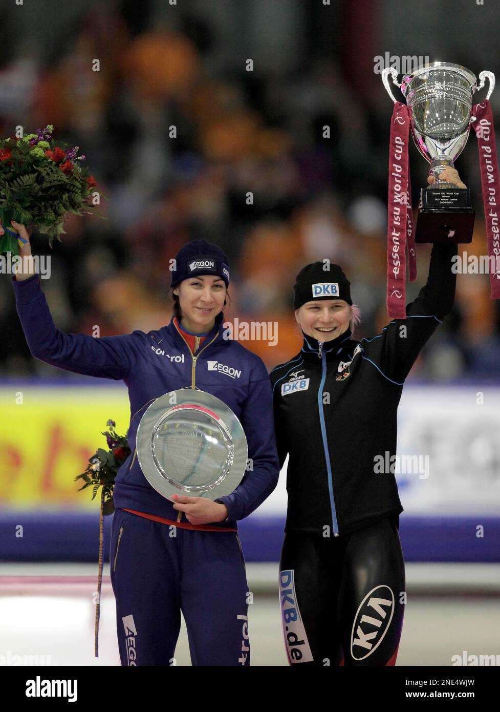 Winner of the women's World Cup Speed Skating 500 meters, Jenny Wolf of ...