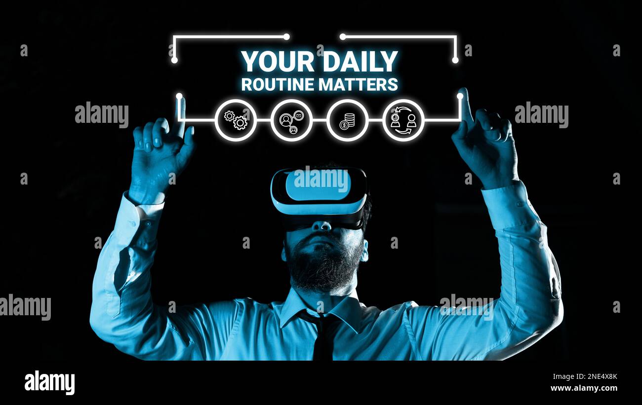 Hand writing sign Your Daily Routine Matters. Internet Concept Have ...