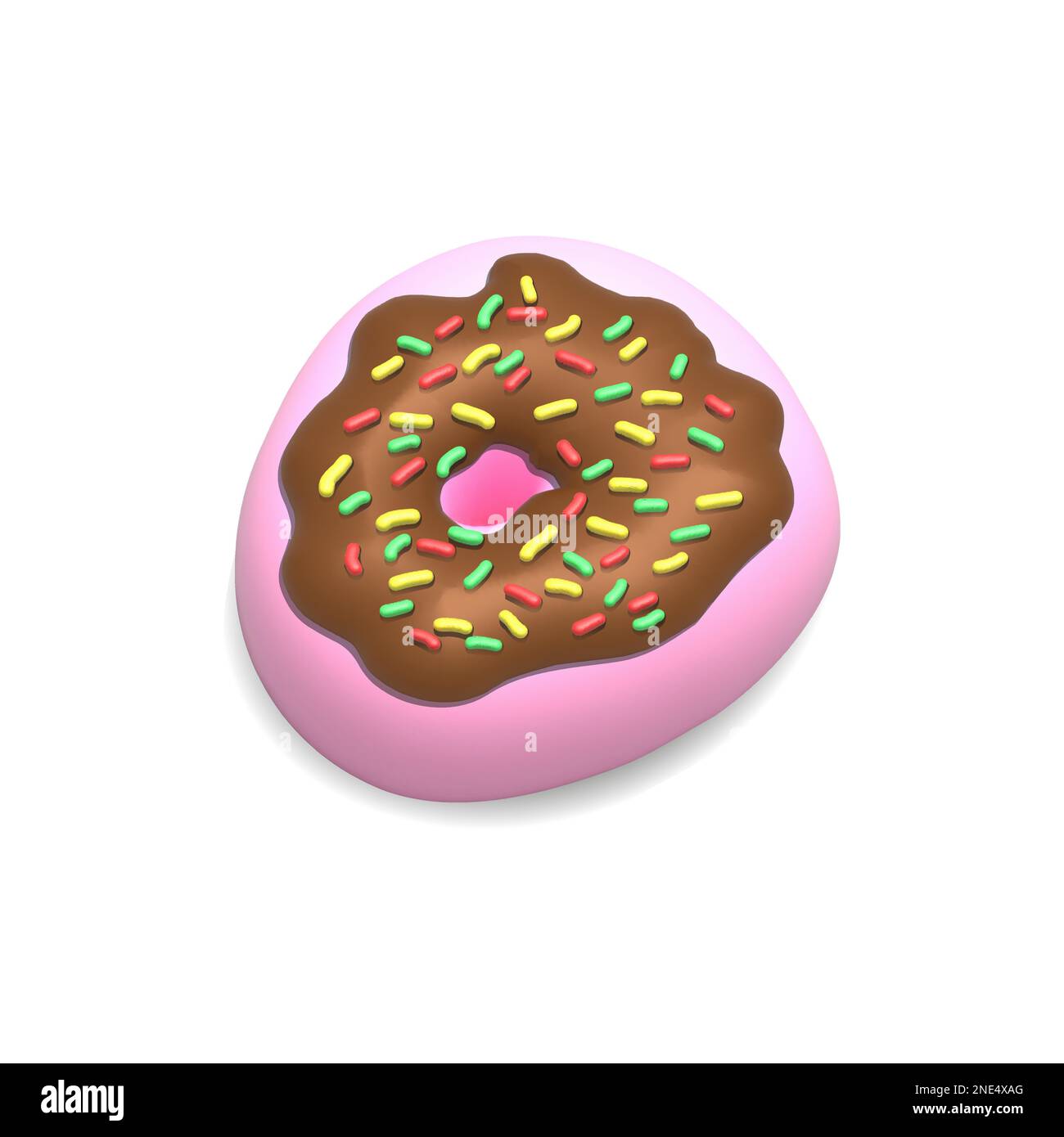 Glazed Pink Donut 3d rendered realistic design set of elements. Sweet ...