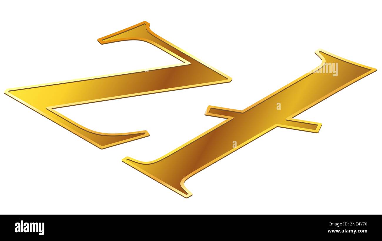 Polish zloty PLN currency golden sign isometric top view isolated on ...