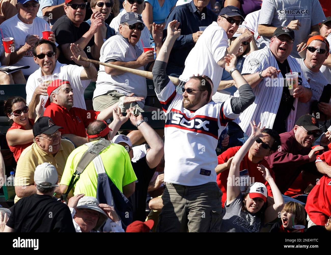 Fans clamor for a baseball bat that slipped out of the hands of Los ...