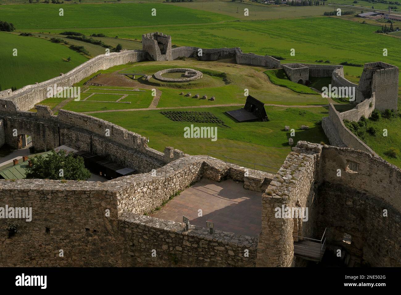 Foundations of a circular tower inside the walled outer bailey of Spiš ...
