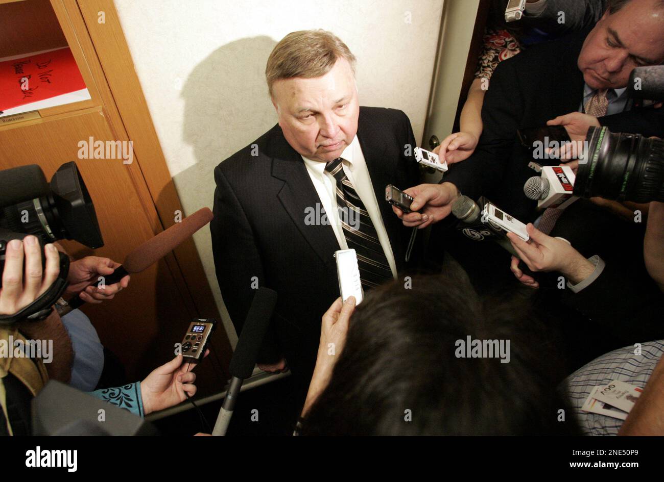 House Speaker B. Patrick Bauer, D-South Bend, is surrounded by ...