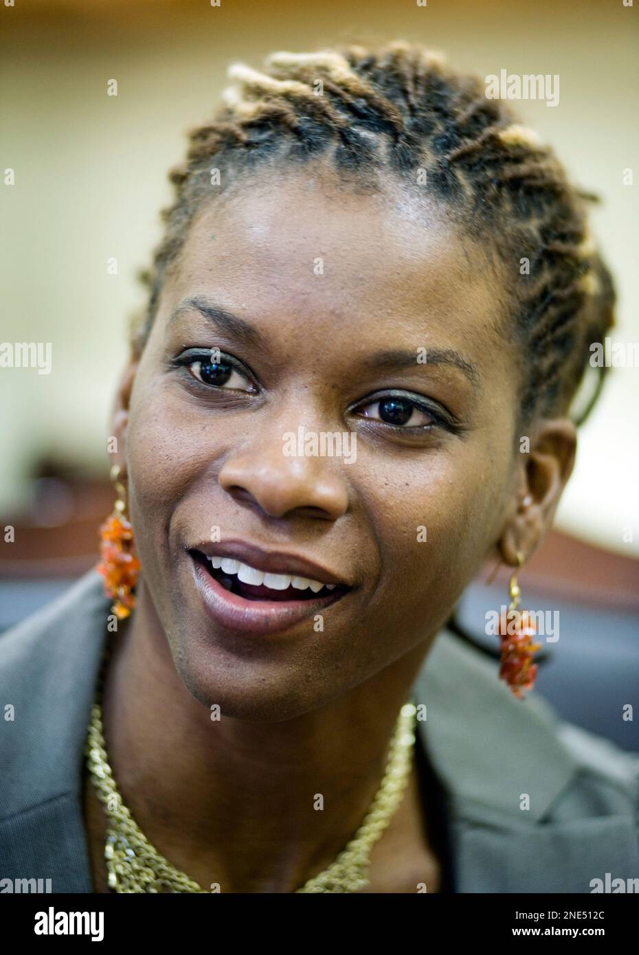 Natalie Randolph, 29, speaks with a reporter prior to being named the ...