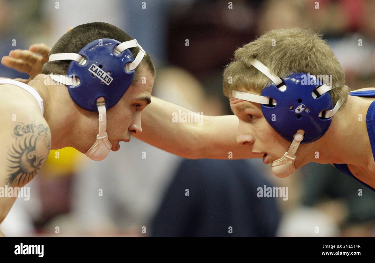 Sam Lombardo, right, of Canon McMillan High School, wrestles with Josh ...