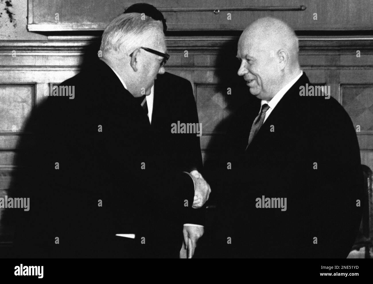 Soviet Premier Nikita S. Khrushchev shakes hands with Canadian-born ...